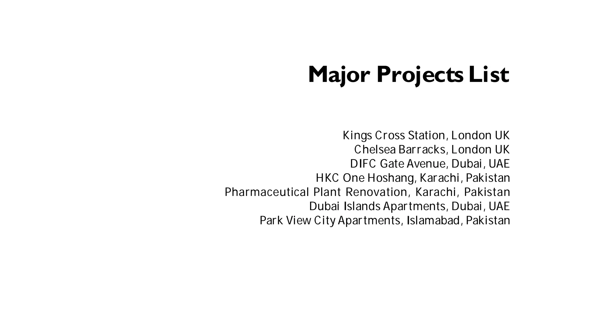 Omar Raza Projects Sheet 2024 - Major Projects Profile | PPT