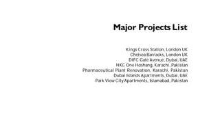 Omar Raza Projects Sheet 2024 - Major Projects Profile | PPT