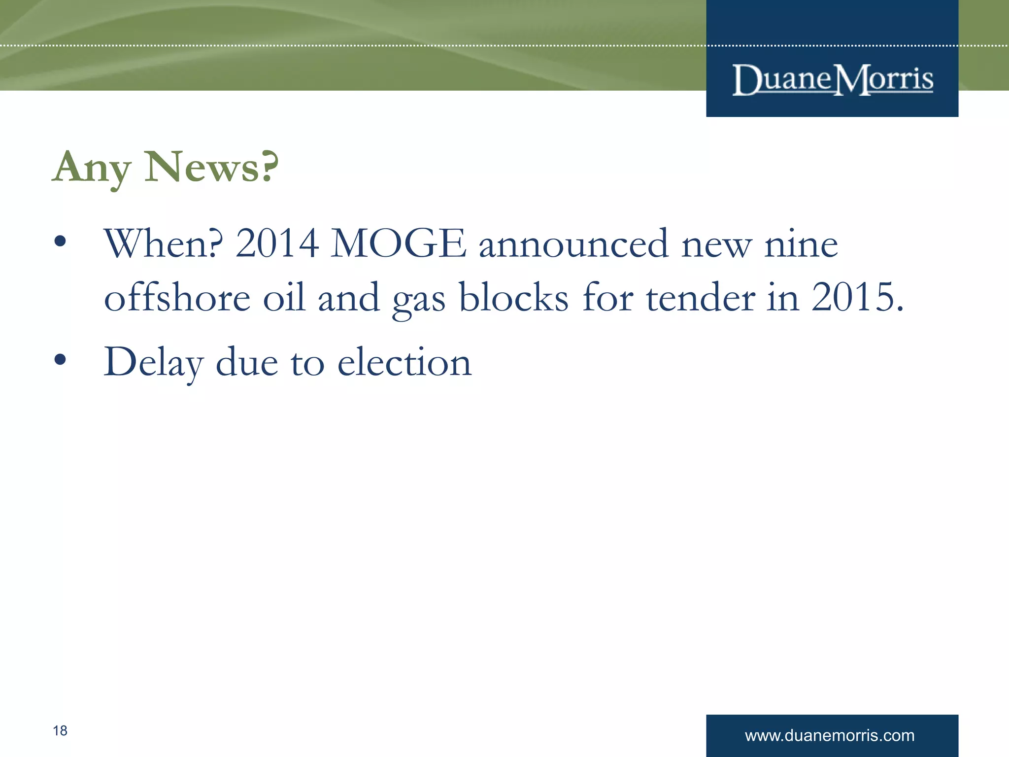 Myanmar - Significant Law and Regulation Relevant to the Offshore Oil ...