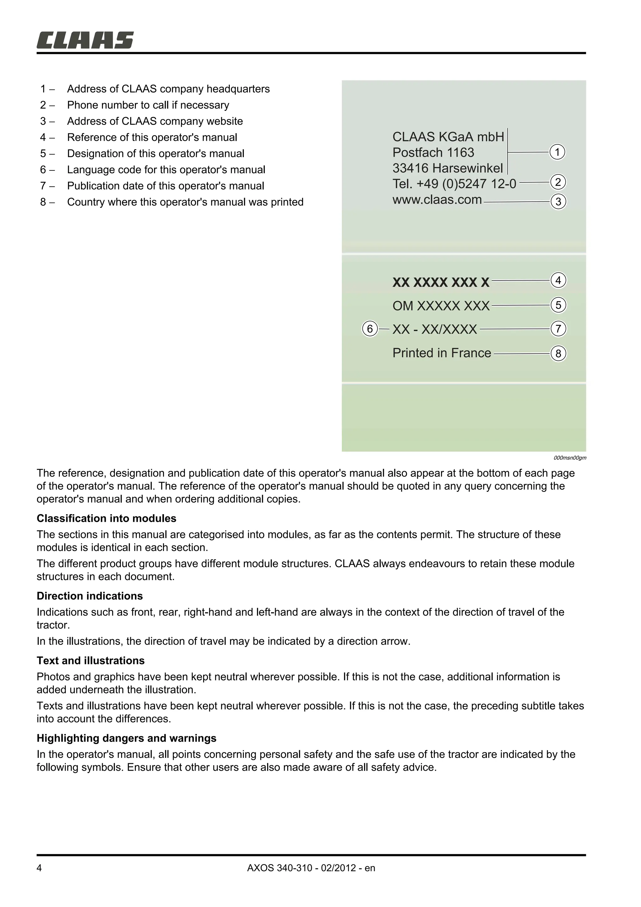 Claas Axos 340 330 320 310 Operator's Manual | PDF