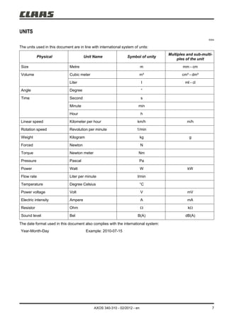 Claas Axos 340 330 320 310 Operator's Manual | PDF