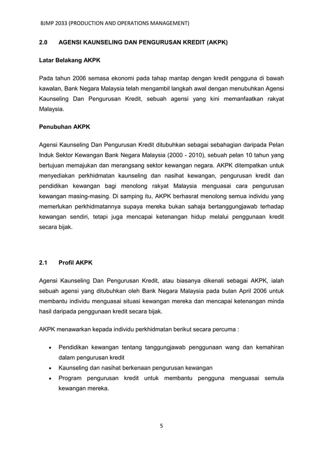 AKPK industri penasihat kewangan | DOCX