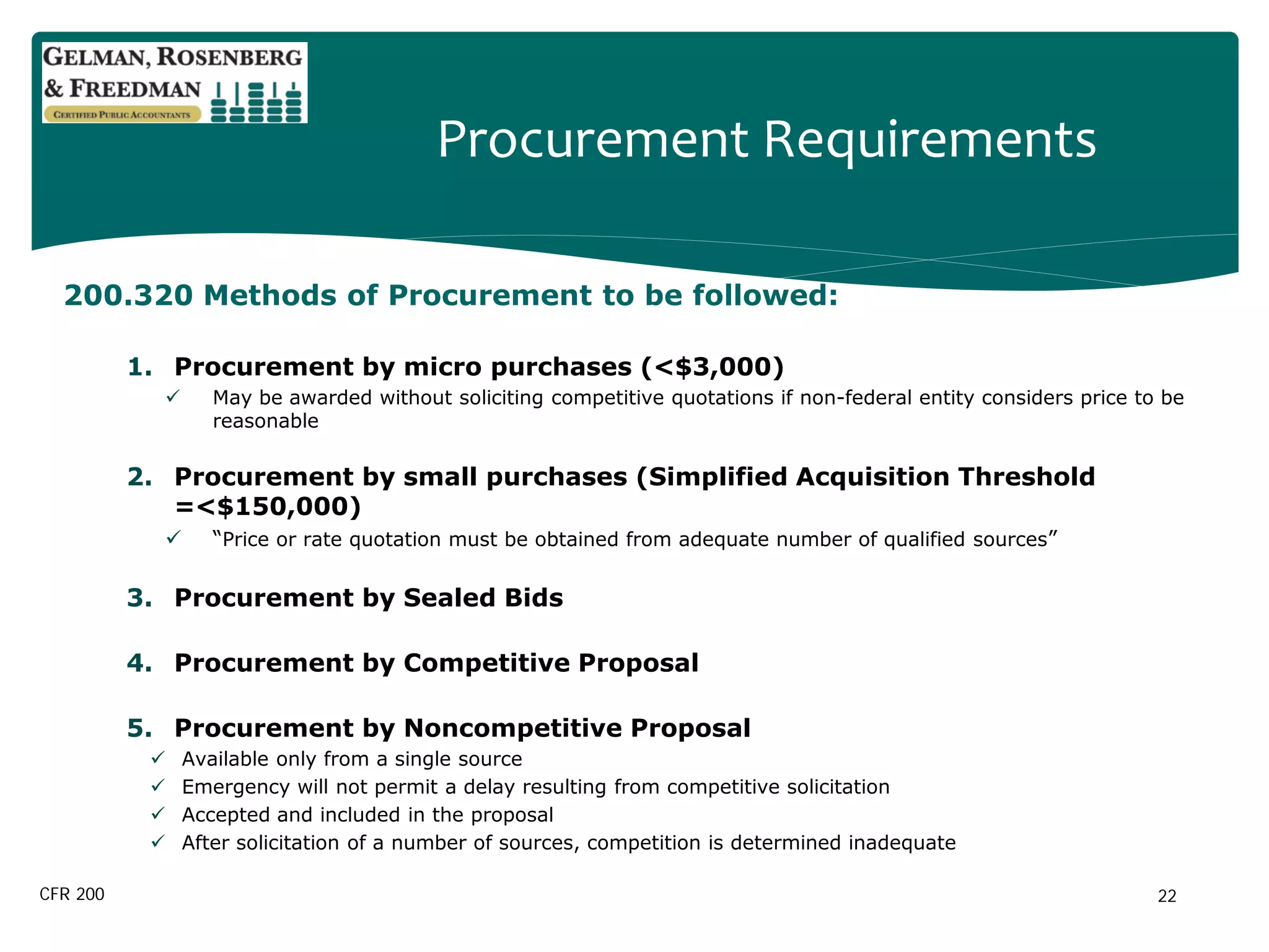 2 CFR 200 –Uniform Administrative Requirements, Cost Principles and ...