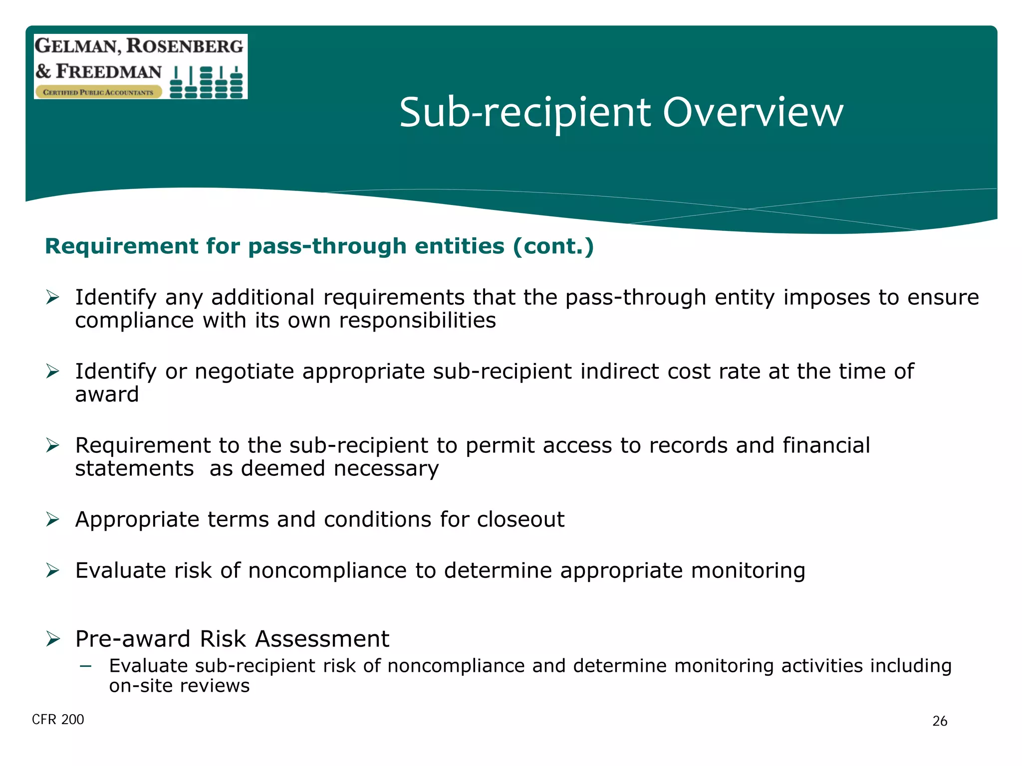 2 CFR 200 –Uniform Administrative Requirements, Cost Principles and ...
