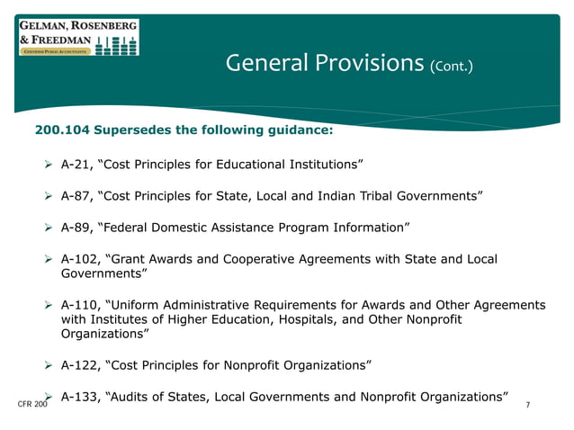 2 CFR 200 –Uniform Administrative Requirements, Cost Principles and ...