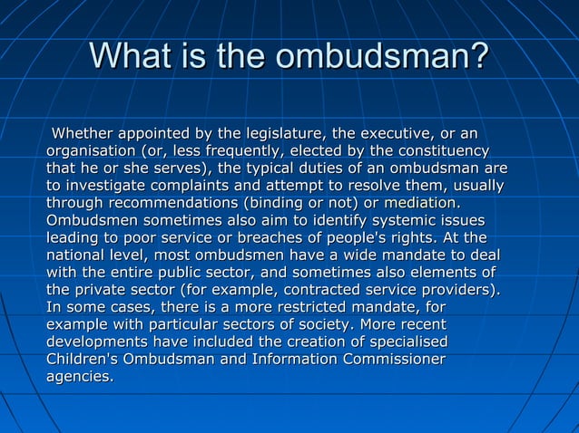 Ombudsman | PPT | Law