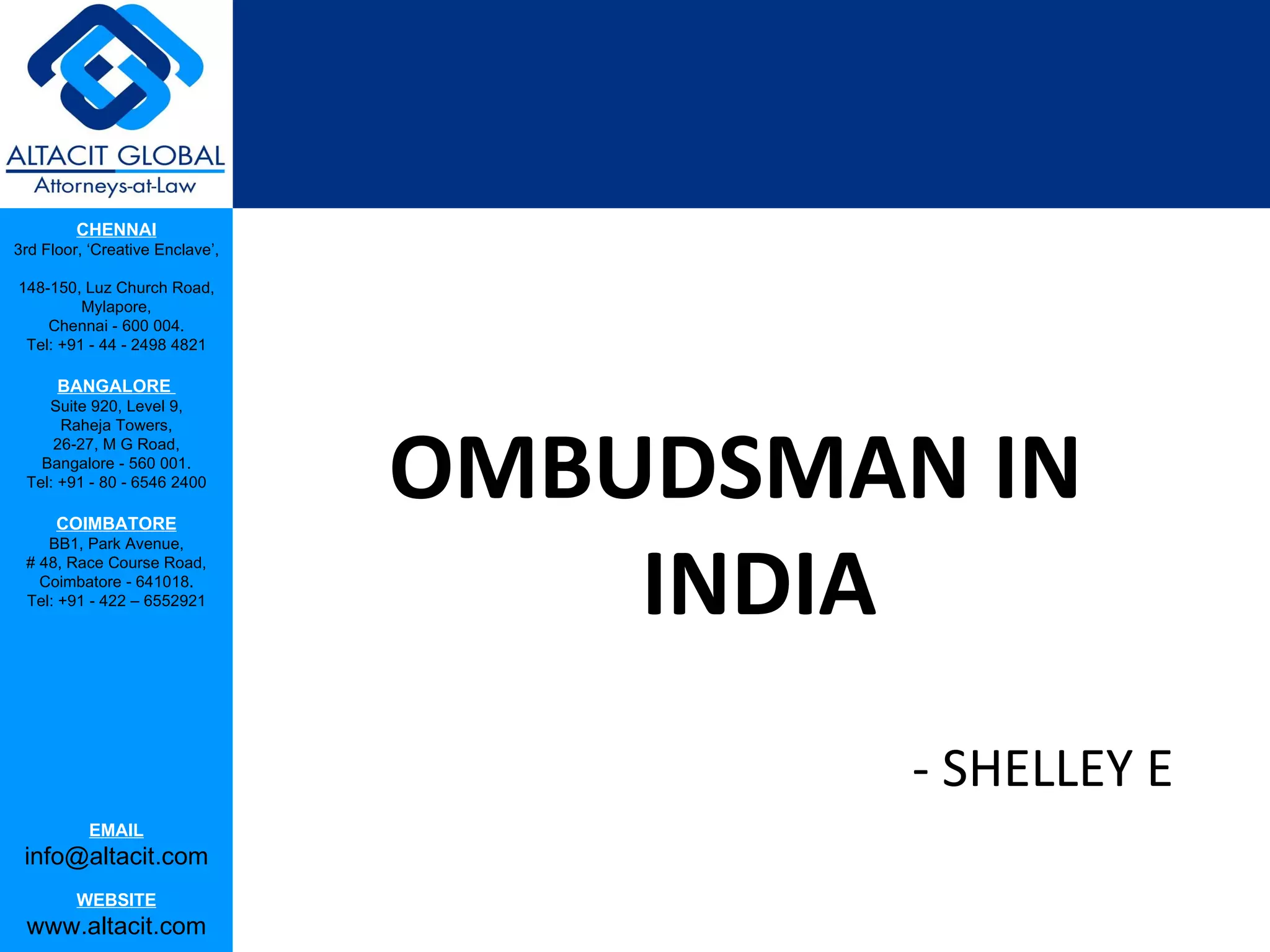 Ombudsman in india | PPT