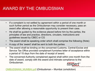 Ombudsman ppt Taxpert Professionals _ Vinay Bhushan | PPT
