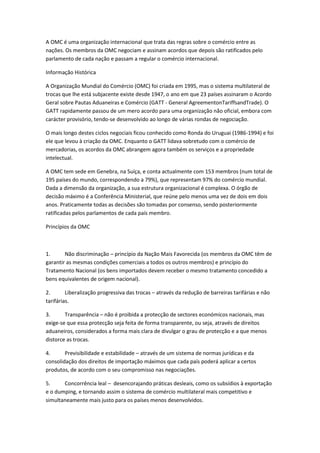 Organização Mundial do Comércio | DOCX