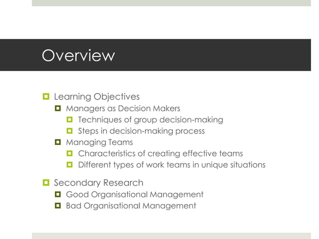 Organisational Management: Objectives & Case Studies | PPTX