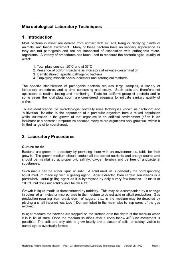 21 microbiological laboratory techniques