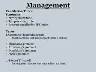 Otitis Media with Effusion / Secretory Otitis Media | PPTX