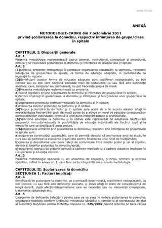 Omects 5575-2011-aprobare-metodologie-scolarizare-la-domiciliu-sau-spitale | PDF