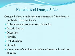Omega -3 & omega -6 acids and their health effects. | PPT