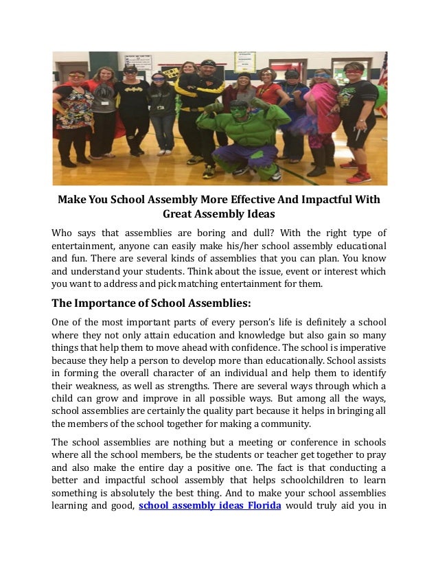 Elementary School Assemblies Shows Ideas