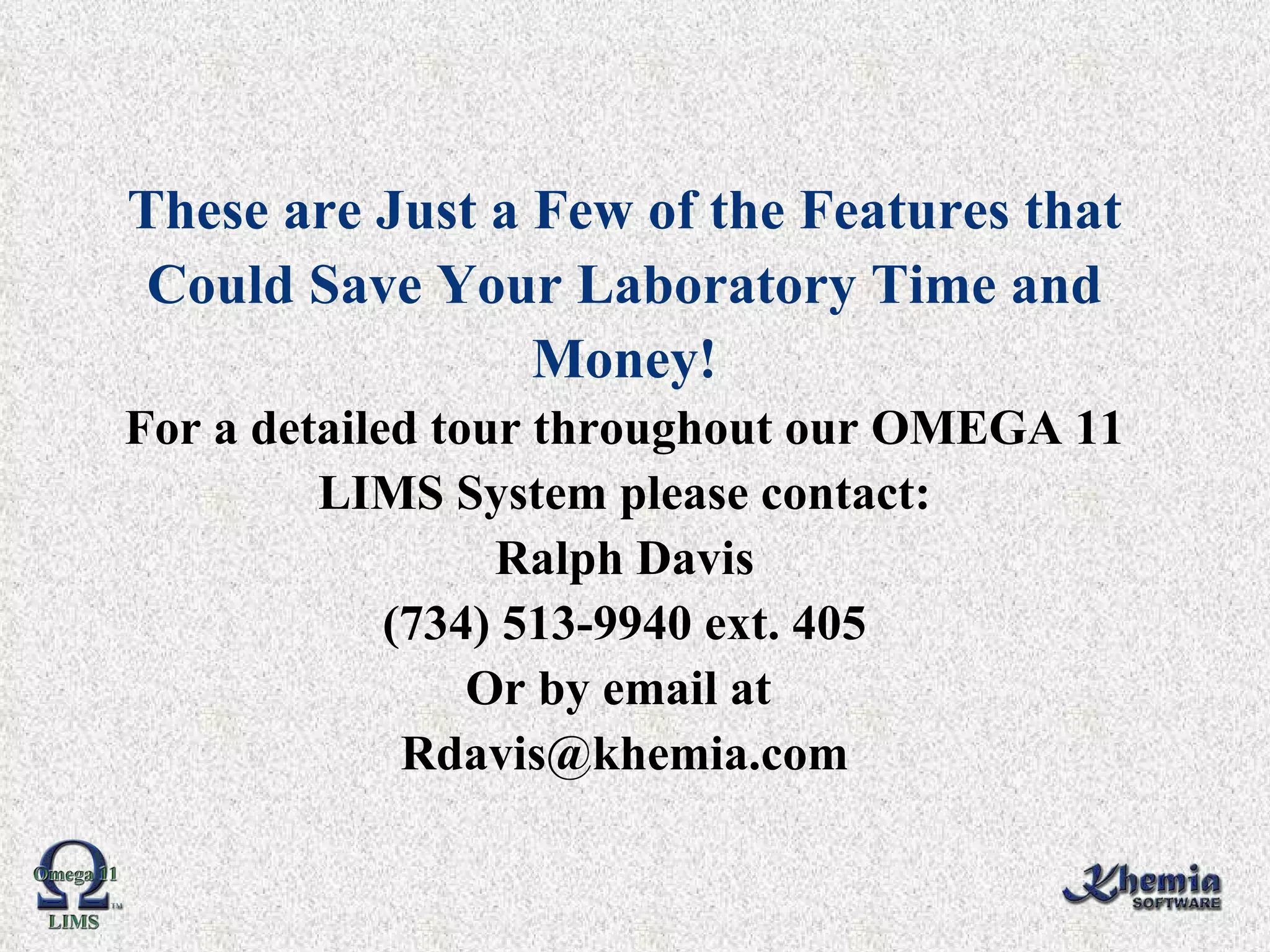 OMEGA 11 LIMS- Increase Lab Efficiency | PPT