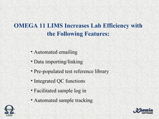 OMEGA 11 LIMS- Increase Lab Efficiency | PPT