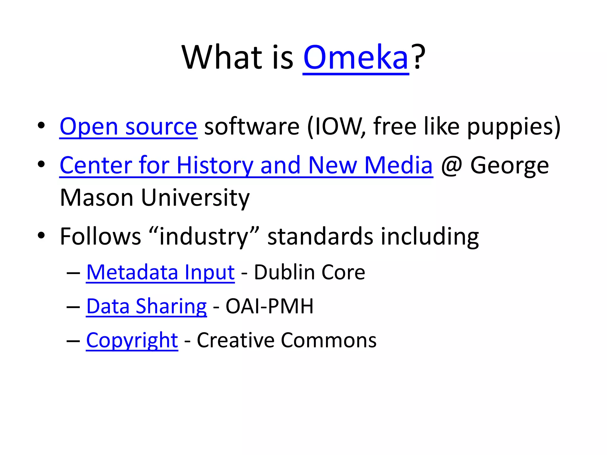 Introducing Omeka for Digital Projects | PPTX