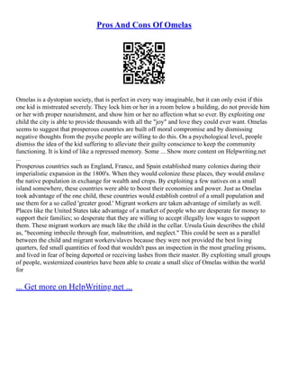 Omelas Moral Standards | PDF