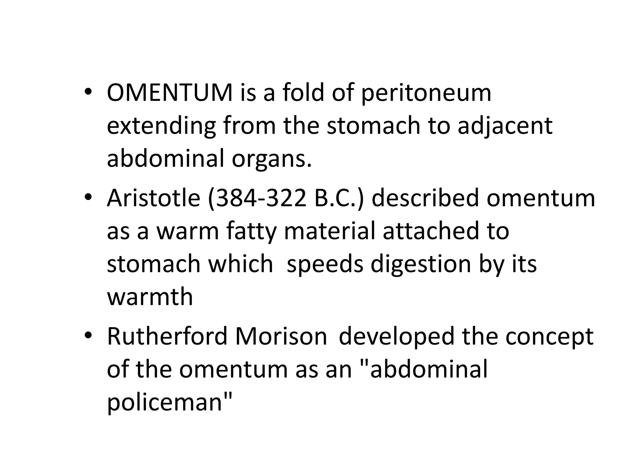 Omentum – anatomy, pathological conditions and surgical importance | PPTX
