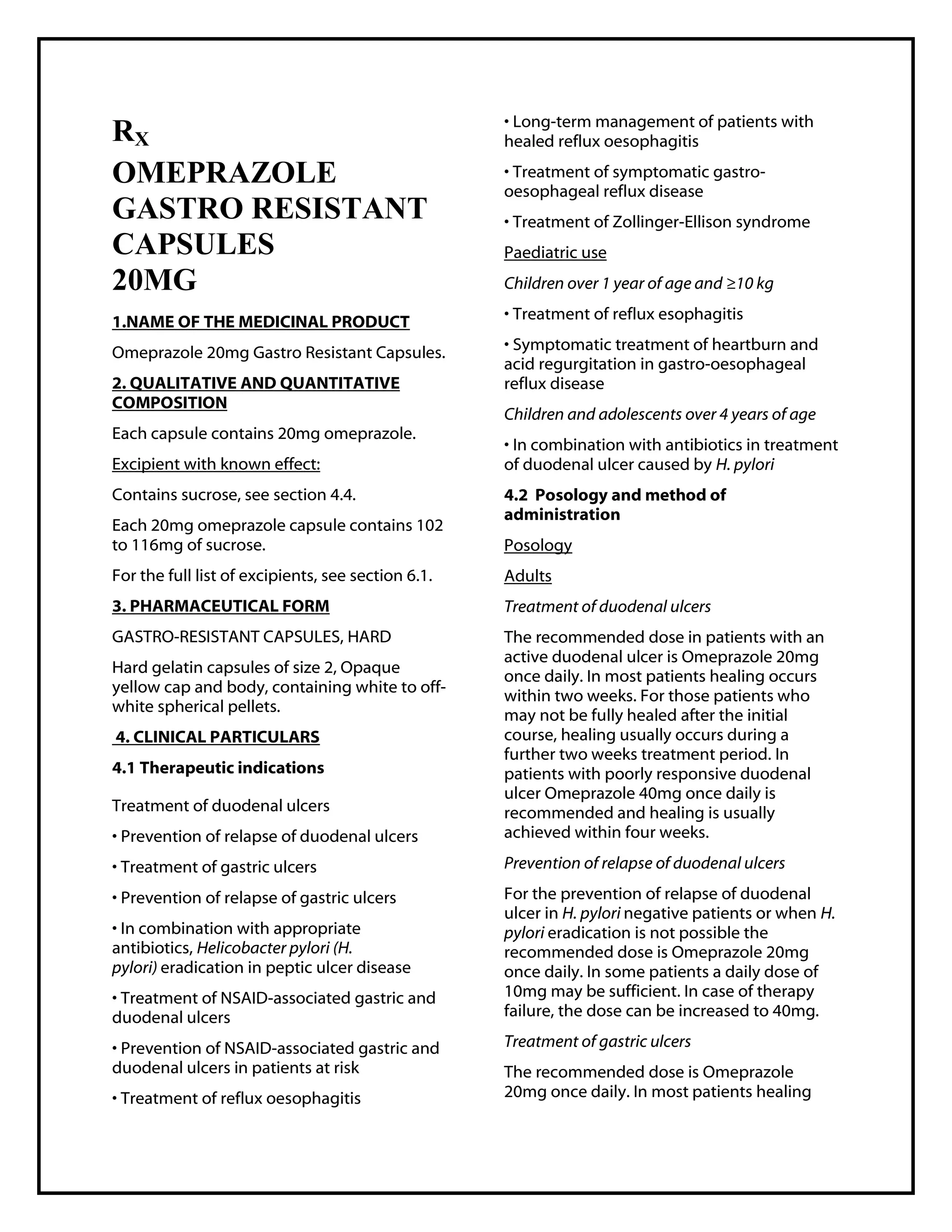 Omeprazole 20mg gastro resistant capsules smpc taj pharmaceuticals | PDF