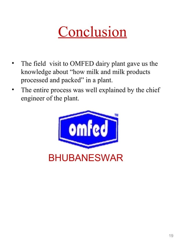 Omfed factory visit | PPT | Agriculture | Industries
