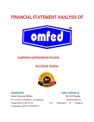 Financial Statement Analysis of Omfed | DOCX