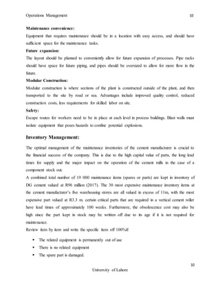 DG cement Operations management | DOCX