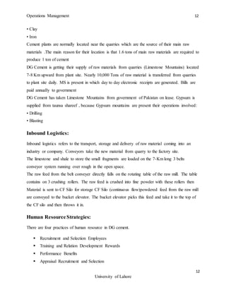 DG cement Operations management | DOCX