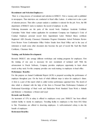 DG cement Operations management | DOCX