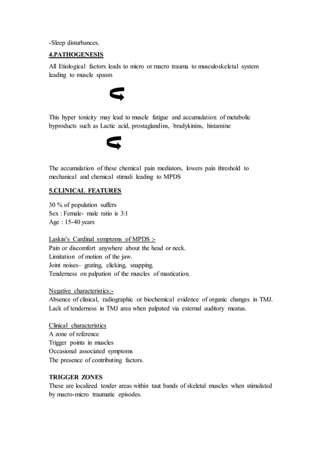 mpds-myofacial pain dysfunction syndrome | DOCX