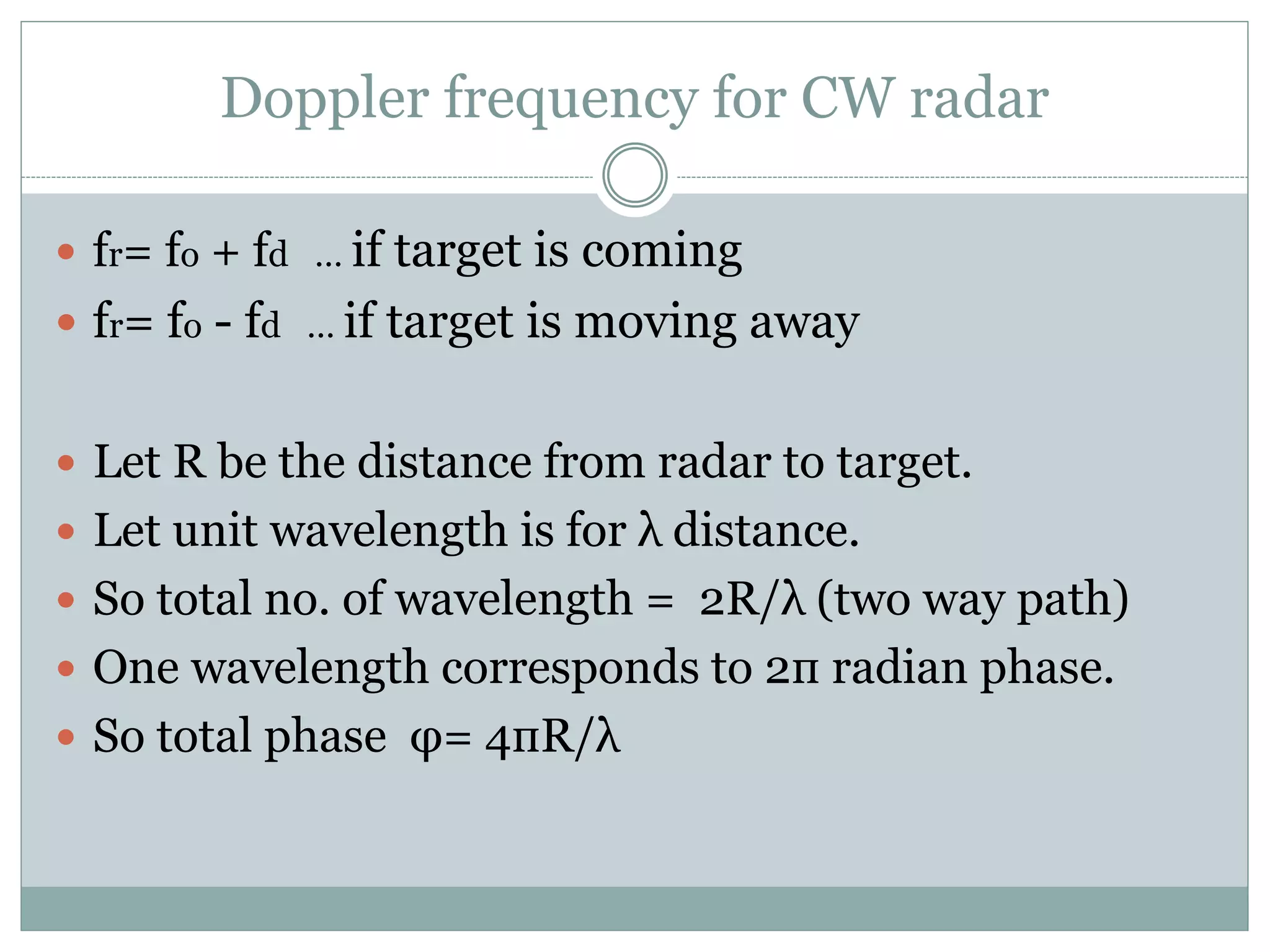 Cw and fm cw radar | PPTX
