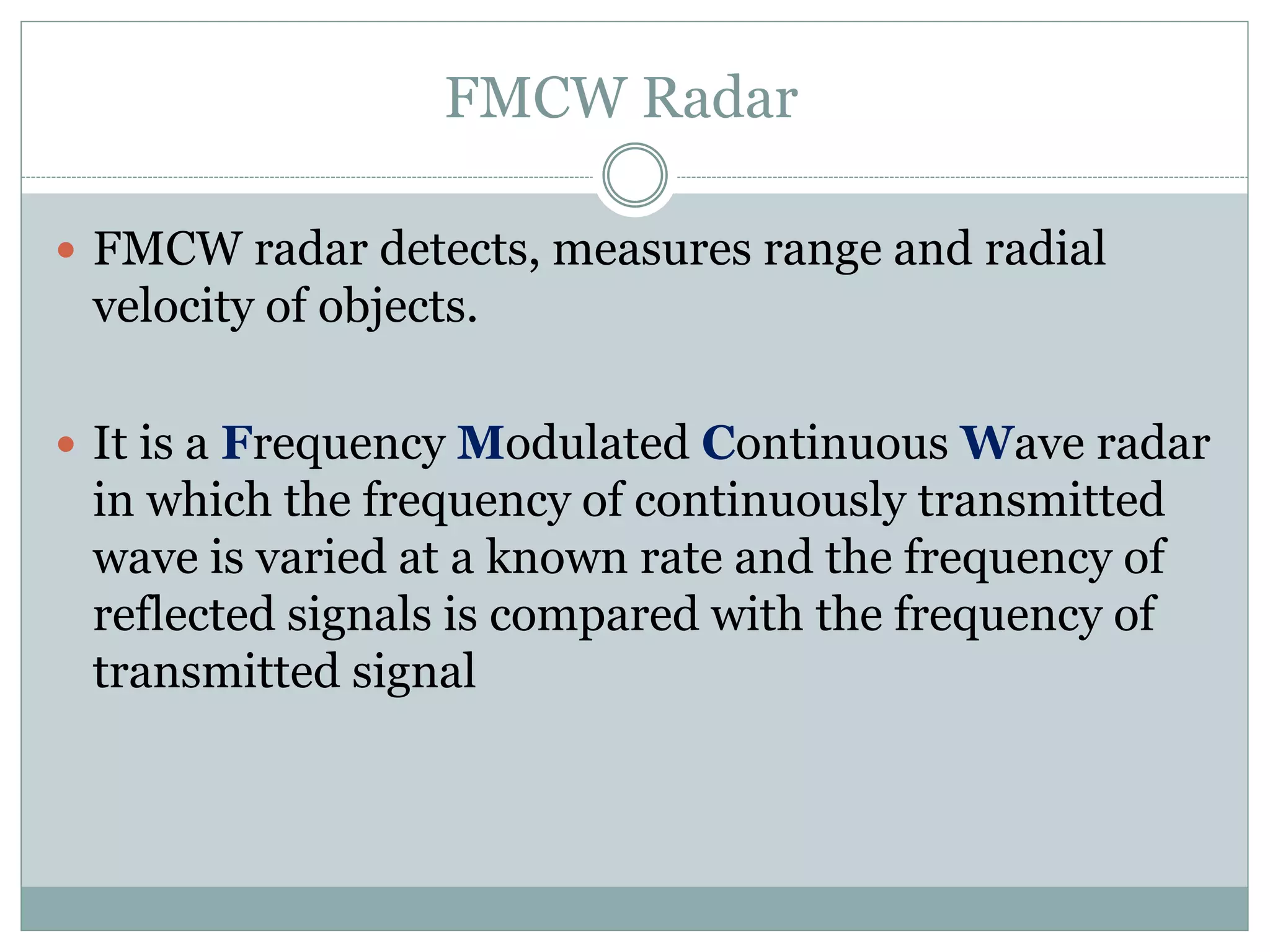 Cw and fm cw radar | PPTX