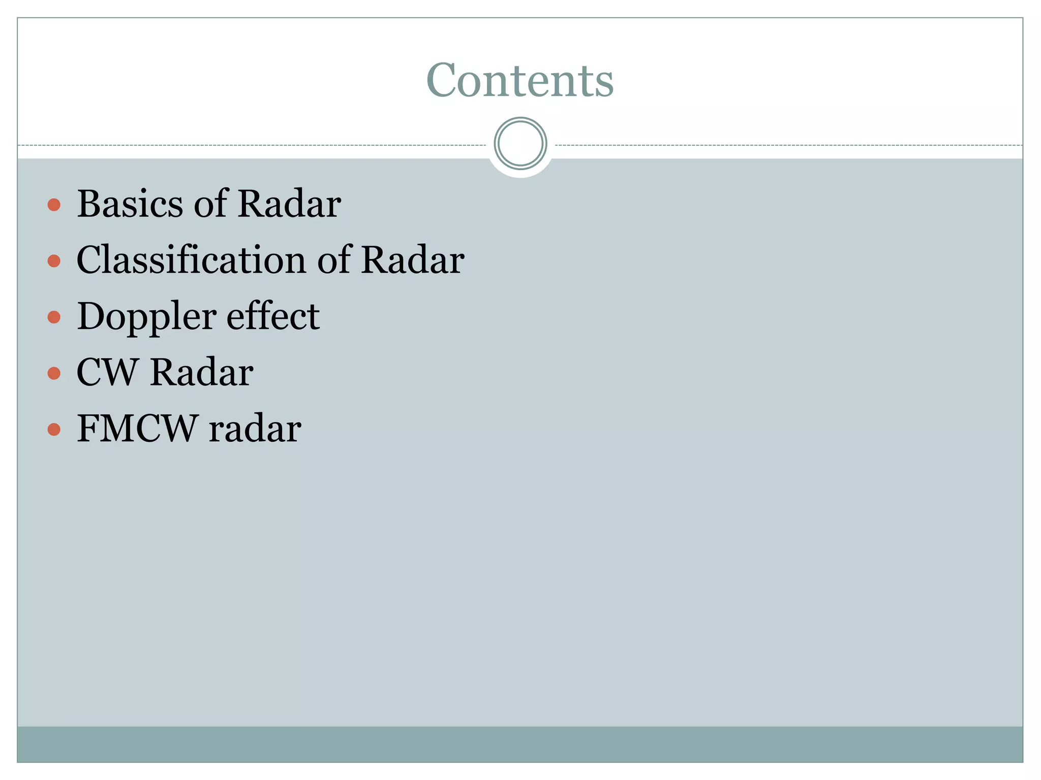 Cw and fm cw radar | PPTX