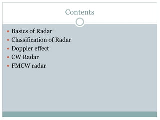 Cw and fm cw radar | PPTX