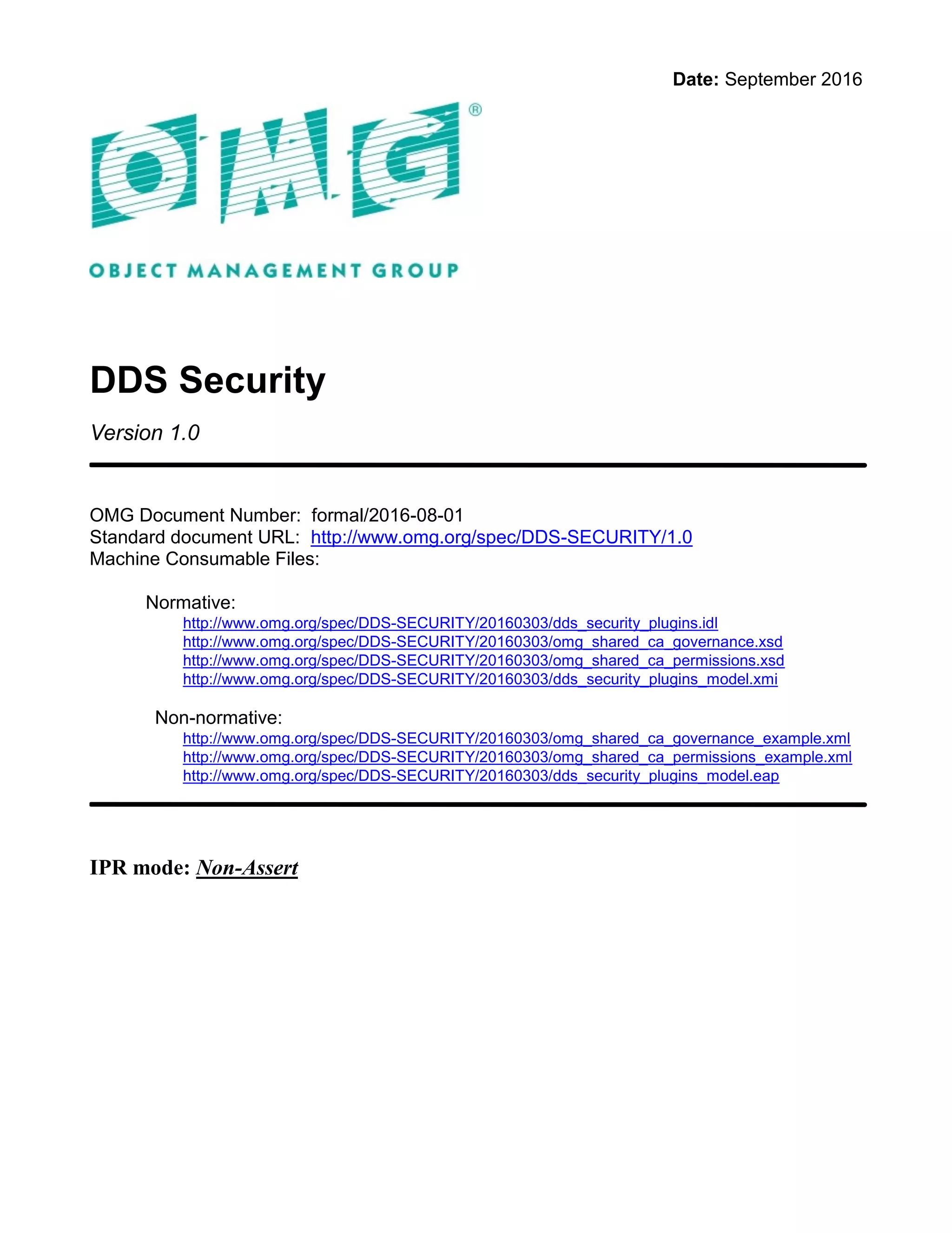 Dds Security Specification Version 10 Pdf Computing Technology And Computing