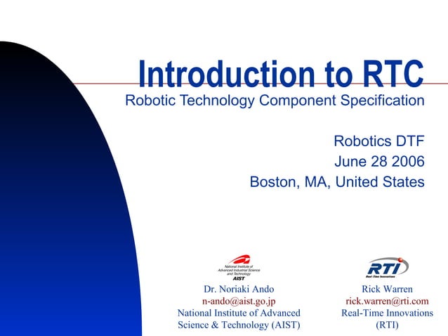 Introduction to Robotic Technology Components (RTC), Robotics DTF | PPT | Robotics | Technology ...