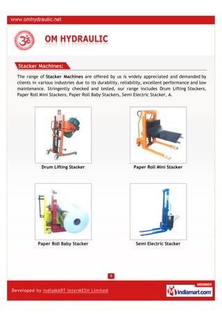 Om Hydraulic, Ahmedabad, Drum Lifting Stacker | PDF