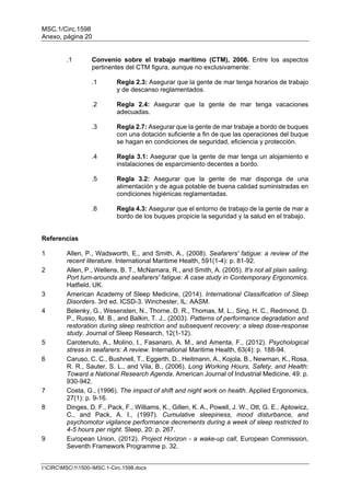 OMI. Circular msc.1-circ.1598 - DIRECTRICES SOBRE LA FATIGA | PDF