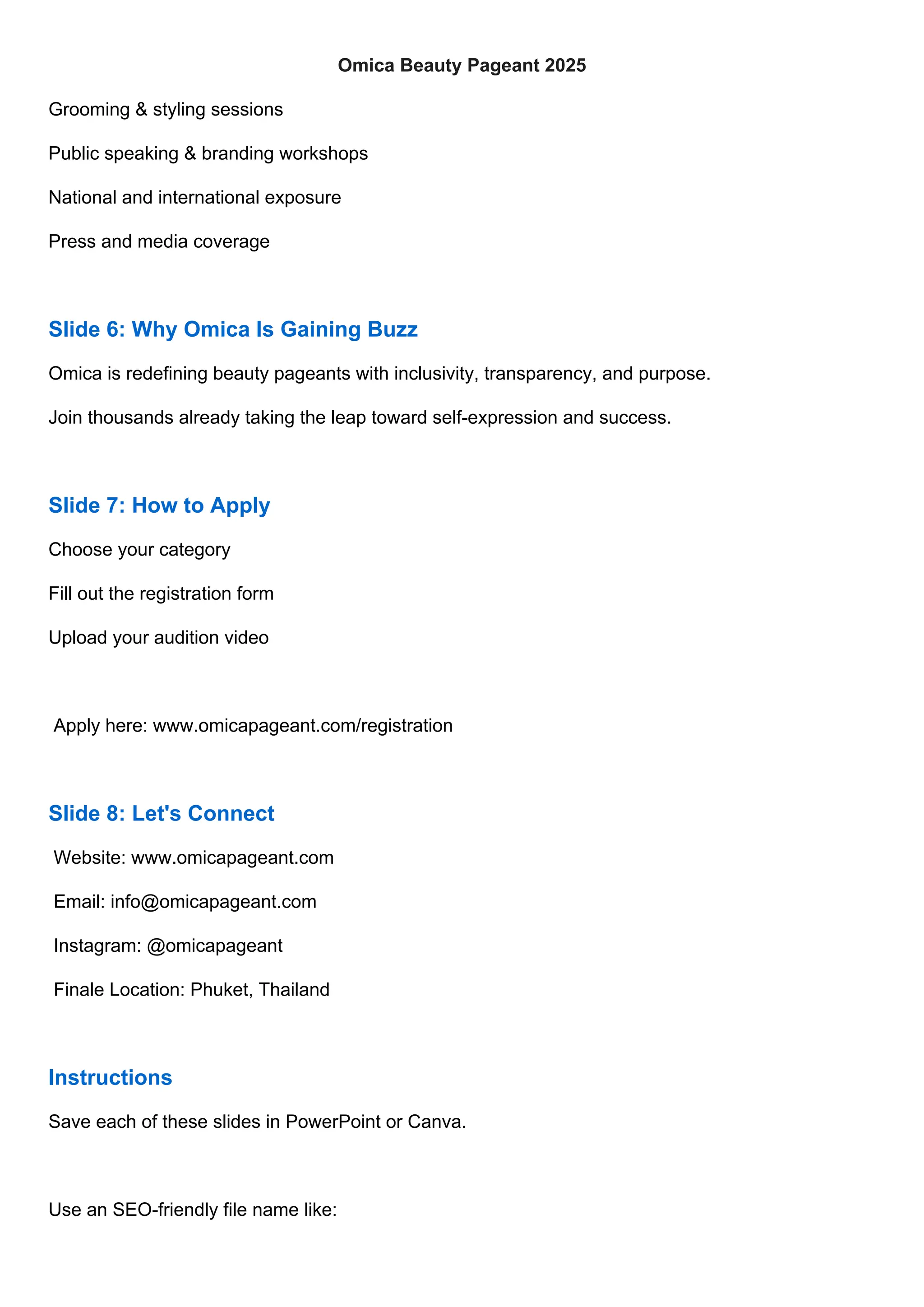 Omica Pageant 2025- Premier beauty pageant platform | PDF