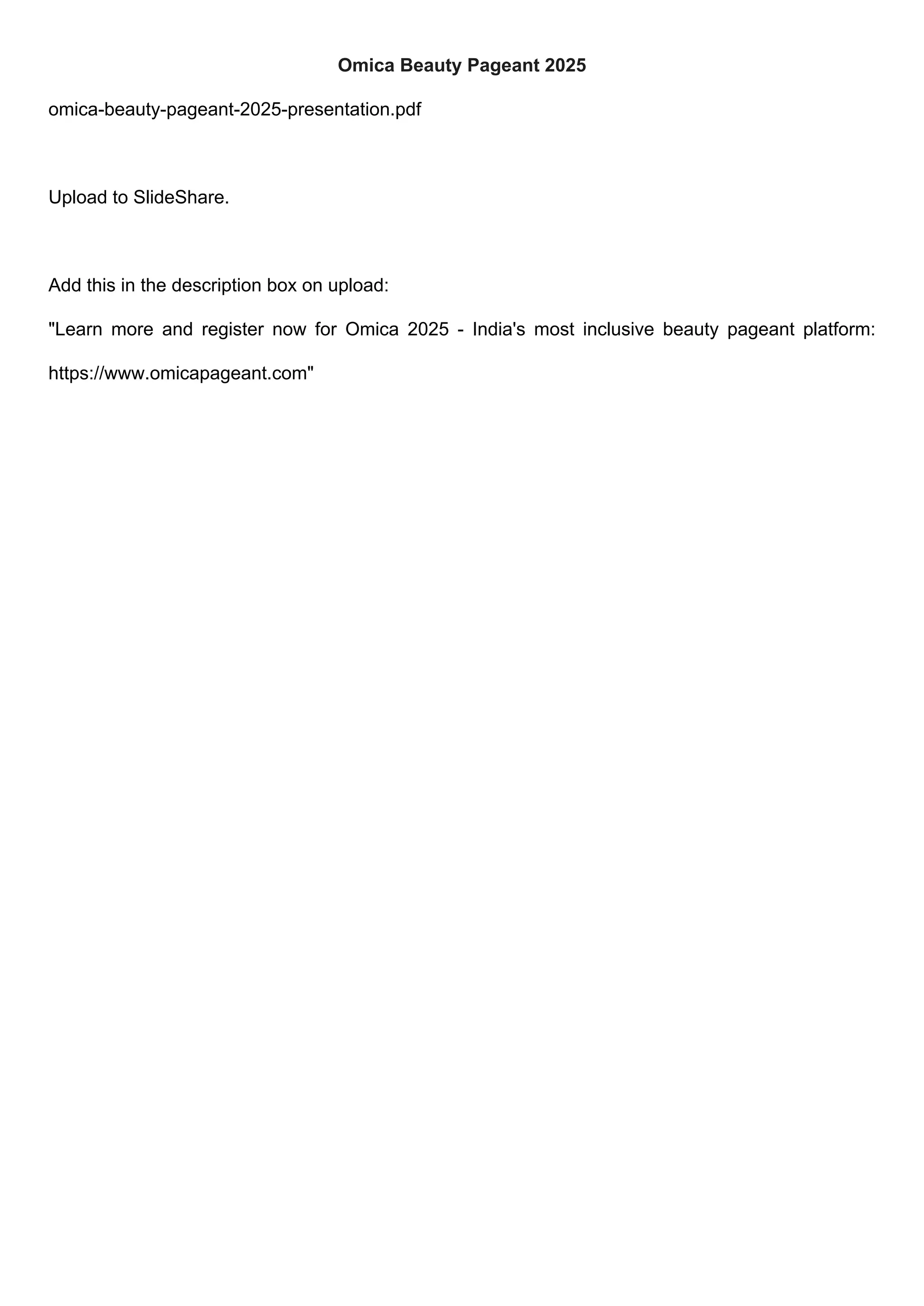 Omica Pageant 2025- Premier beauty pageant platform | PDF