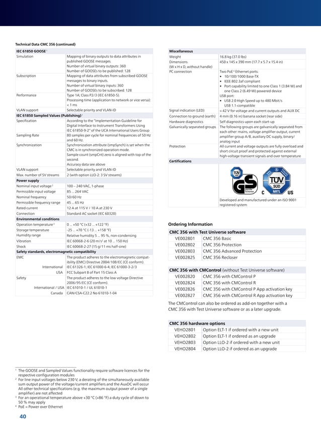 Omicron Testing Solutions For Protection And Measurement Systems Omicron Cmc Test Sets Pdf