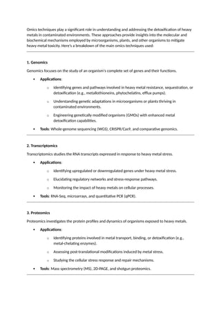 Omics is a field of biological study that involves the study of ...