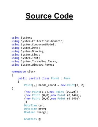 analog clock C# | DOCX