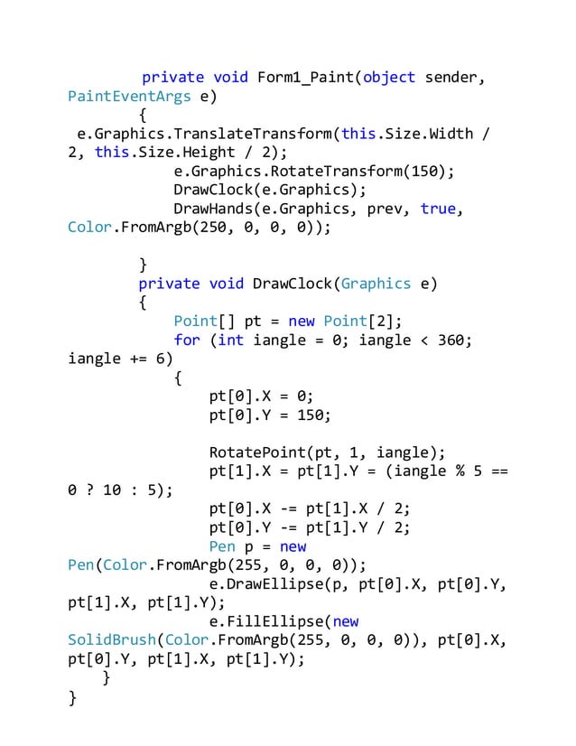 analog clock C# | DOCX