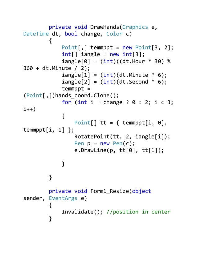 analog clock C# | DOCX