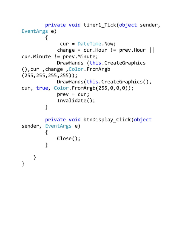 analog clock C# | DOCX