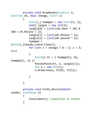 analog clock C# | PDF