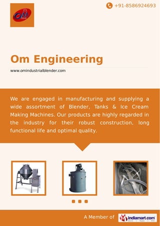 Om Engineering, Ahmedabad, Double Cone Blender | PDF | Manufacturing Industry | Industries