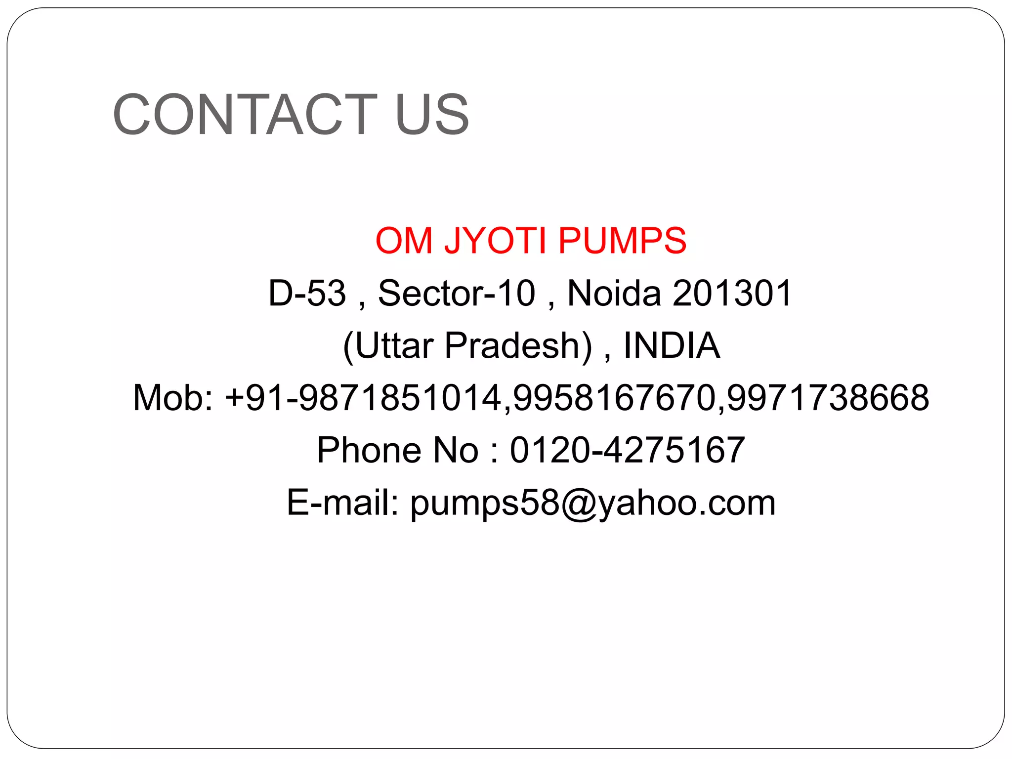 Om jyoti pumps ppt | PPT